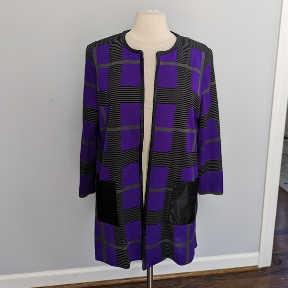 Misook | Jackets & Coats | Womens Misook Purple Grey Plaid Blazer ...